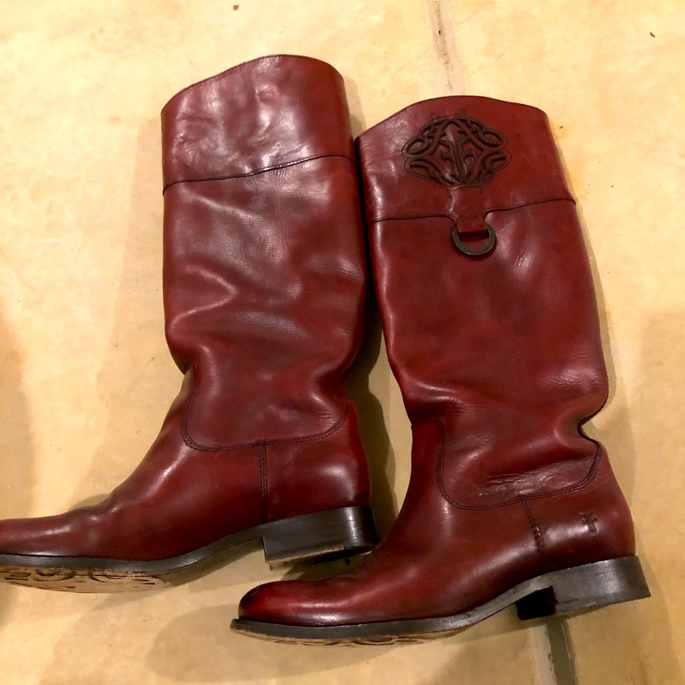 Frye 76435 Melissa Logo Red Leather Riding Boots Size… - Gem